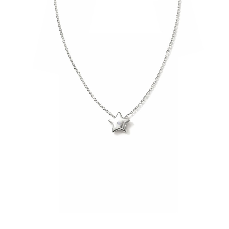STAR NECKLACE WITH DIAMOND IN 14K WHITE GOLD