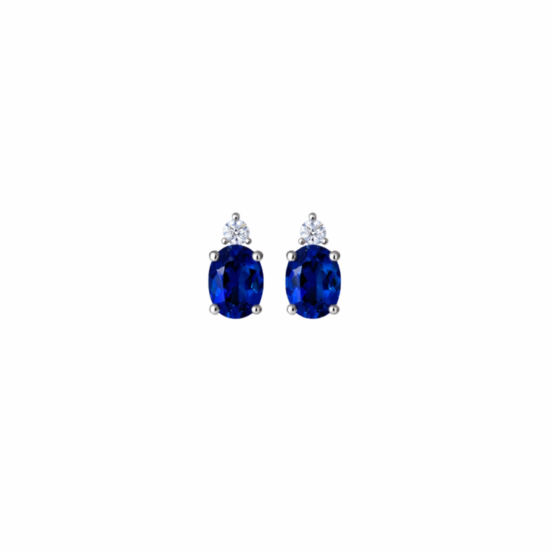 EARRINGS IN 14K WHITE GOLD WITH SAPPHIRE AND DIAMOND