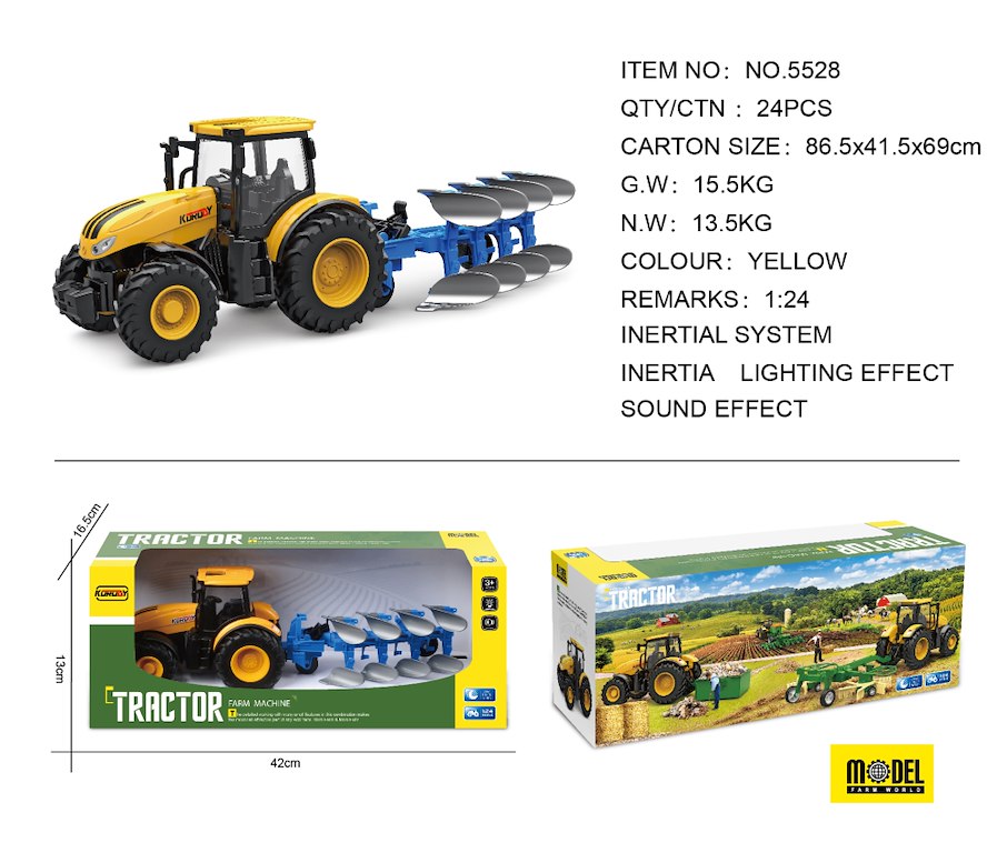 POLJOPRIVREDNA MAŠINA SA OPRUGOM, ZVUCIMA I SVETLOM