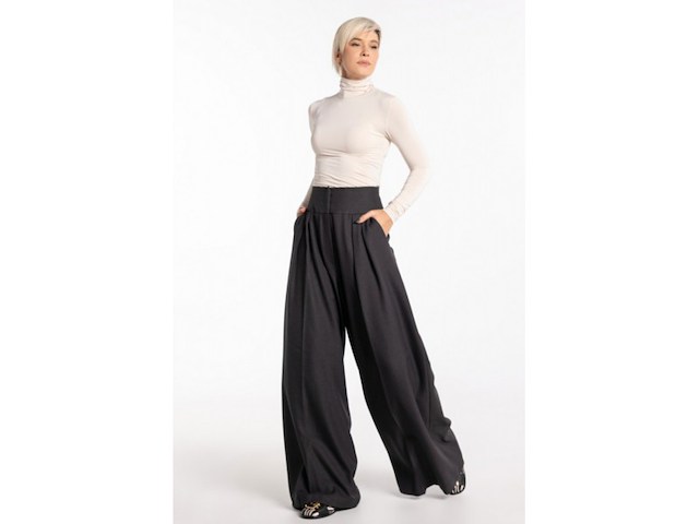 NaaNaa satenske wide-leg pantalone sa kaišem (XS)