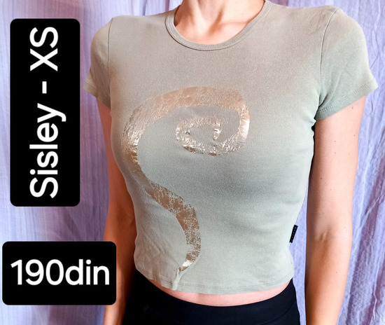Sisley ženska majica crop top zelena - XS/34