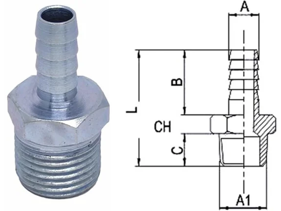Tehnounion Adapter za creva 10mm muški