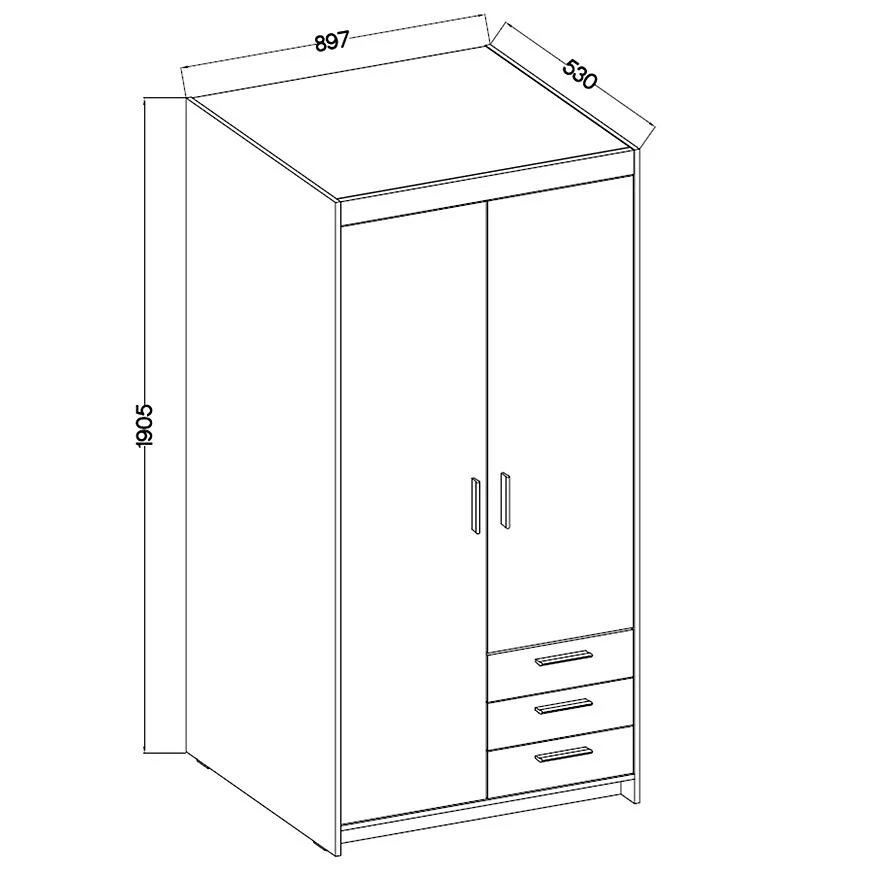Elena garderober 2D 89.7x53x190.5 hrast