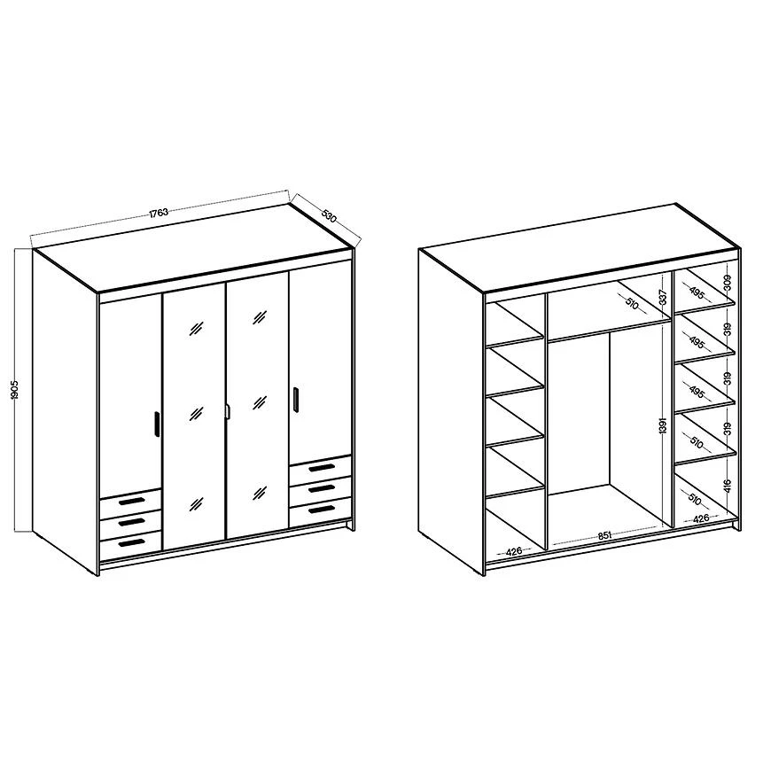 Elena garderober 176x53x190 hrast
