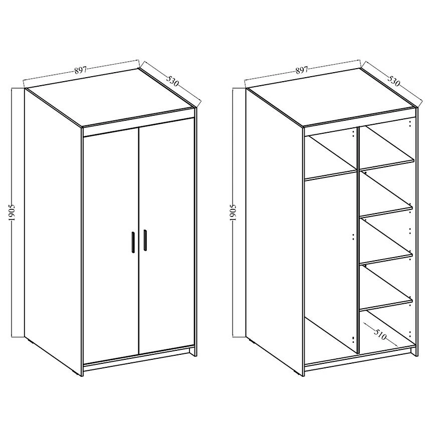 Elena garderober 2D 89.7x53x190.5 boja peska