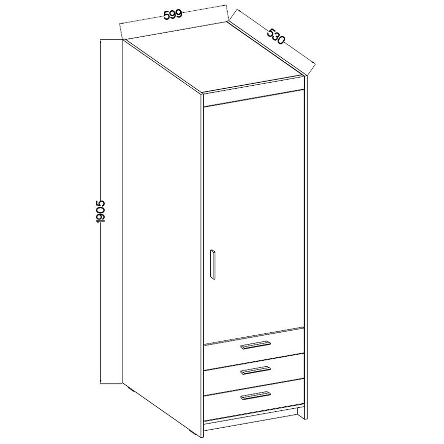Elena garderober 1D 59.9x53x190.5 boja peska