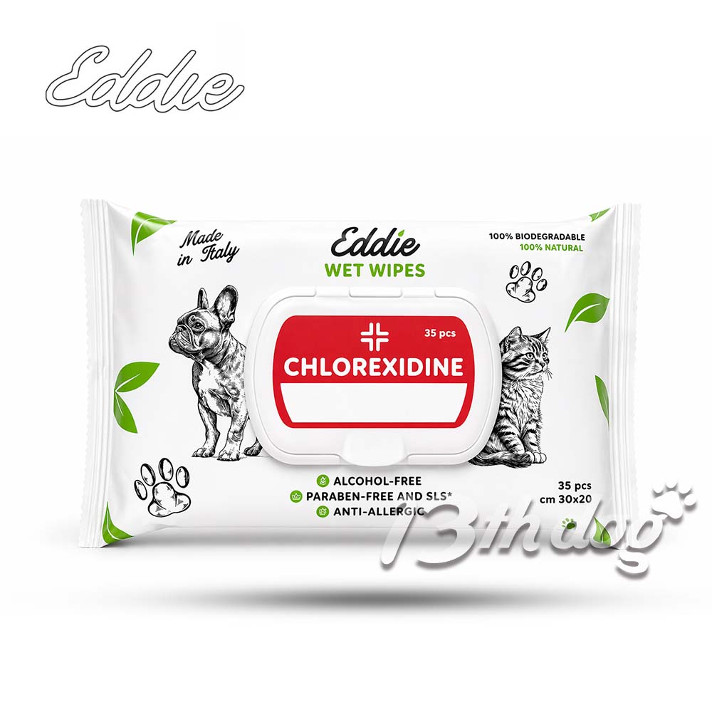 Eddie Vlažne Maramice za Pse i Mačke, Chlorhexidine 35 komada - 20x30cm