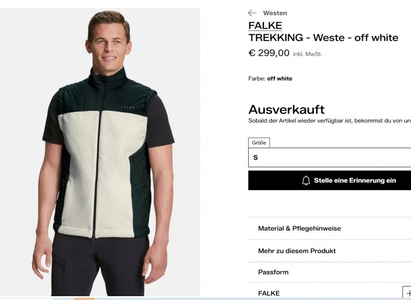FALKE PRSLUK NOVO ETIKETA 100% vuna L 299 eura