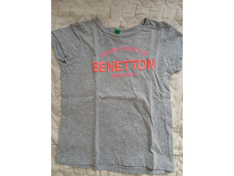 Benetton siva majica sa neon roze printom, 116-122