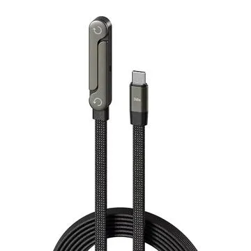 90-DEGREE GAMING 240W USB-C CABLE WITH PHONE HOLDER - 1.5M - BLACK