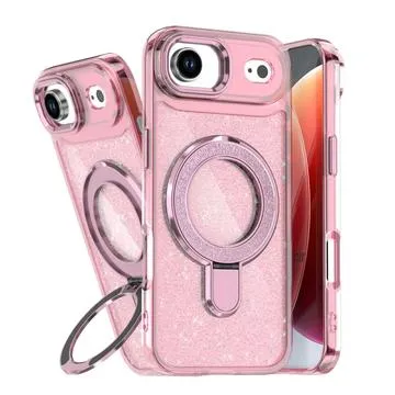 IPHONE AIR GLITTER HYBRID CASE WITH KICKSTAND - MAGSAFE COMPATIBLE - PINK