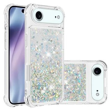 IPHONE AIR GLITTER QUICKSAND TPU CASE - SILVER HEARTS