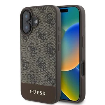 IPHONE 16 GUESS 4G STRIPE HYBRID CASE - BROWN