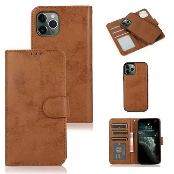 IPHONE 15 PRO VINTAGE 2-IN-1 WALLET CASE WITH REMOVABLE COVER - BROWN