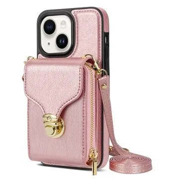 IPHONE 14 PLUS ALL-IN-ONE CASE WITH WALLET & STRAP - ROSE GOLD