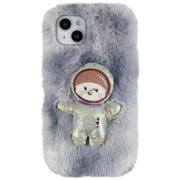 3D PLUSH FURRY WINTER IPHONE 14 PLUS TPU MASKA - SIVI ASTRONAUT