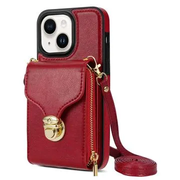 IPHONE 14 PLUS ALL-IN-ONE CASE WITH WALLET & STRAP - RED