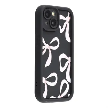 IPHONE 14 PLUS STYLISH SHOCKPROOF TPU CASE WITH RAISED EDGES - BLACK / BIG BOW