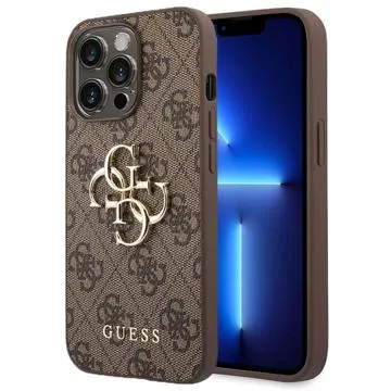 GUESS 4G BIG METAL LOGO IPHONE 14 PRO HIBRIDNA MASKA - BRAON