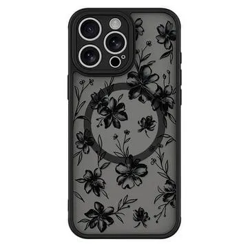 IPHONE 14 PRO STYLISH PROTECTIVE MAGNETIC CASE - INK FLOWERS
