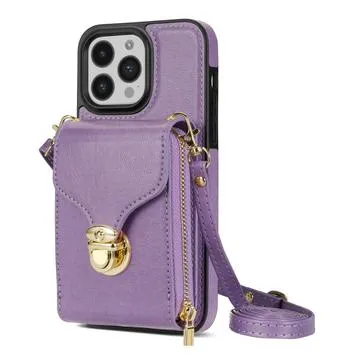 IPHONE 14 PRO MAX ALL-IN-ONE CASE WITH WALLET & STRAP - PURPLE