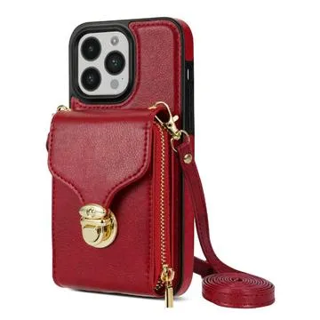 IPHONE 14 PRO MAX ALL-IN-ONE CASE WITH WALLET & STRAP - RED