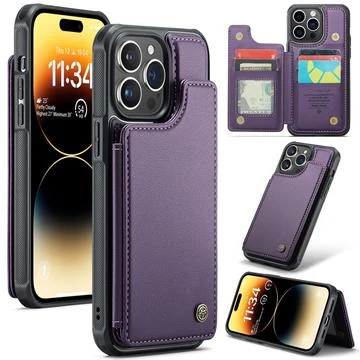 IPHONE 14 PRO MAX CASEME C22 CASE RFID CARD WALLET - PURPLE