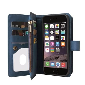 IPHONE 6/7/8/SE (2020)/SE (2022) FLIP COVER W. STRAP, WALLET & CARD HOLDERS - BLUE