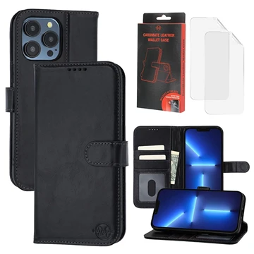 IPHONE 13 PRO MYTPHONE CARDMATE LEATHER WALLET CASE - BLACK
