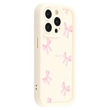 IPHONE 13 PRO STYLISH SHOCKPROOF TPU CASE WITH RAISED EDGES - WHITE / BOW