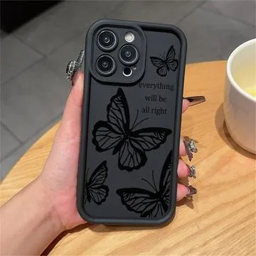 IPHONE 13 PRO BUTTERFLY PRINT TPU CASE - BLACK