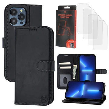 IPHONE 13 PRO MAX/12 PRO MAX MYTPHONE CARDMATE LEATHER WALLET CASE - BLACK