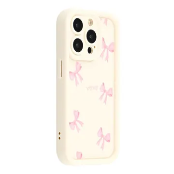 IPHONE 13 PRO MAX STYLISH SHOCKPROOF TPU CASE WITH RAISED EDGES - WHITE / BOW