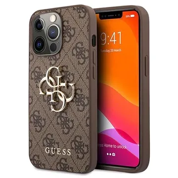 GUESS 4G BIG METAL LOGO IPHONE 13 PRO MAX HIBRIDNA MASKA - BRAON