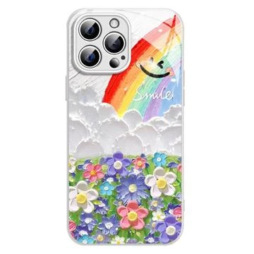 IPHONE 13 PRO MAX SMILE & RAINBOW HYBRID CASE - WHITE