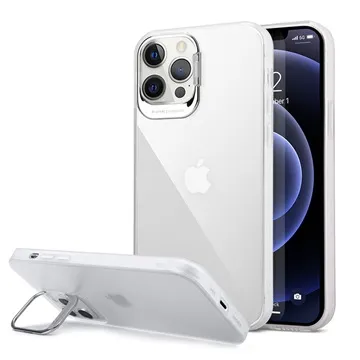 IPHONE 12/12 PRO HYBRID CASE WITH HIDDEN KICKSTAND - WHITE / TRANSPARENT
