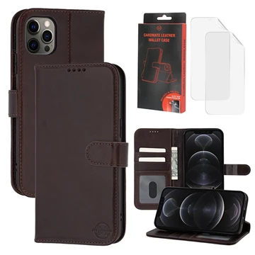 IPHONE 12/12 PRO MYTPHONE CARDMATE LEATHER WALLET CASE - DARK BROWN