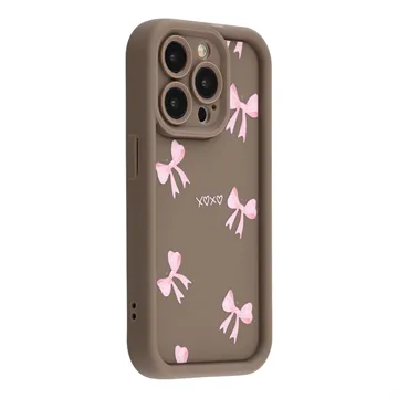 IPHONE 12 PRO STYLISH SHOCKPROOF TPU CASE WITH RAISED EDGES - BROWN / BOW