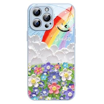 IPHONE 12 PRO MAX SMILE & RAINBOW HYBRID CASE - BLUE