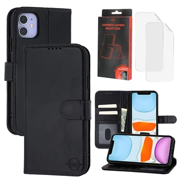 IPHONE 11 MYTPHONE CARDMATE LEATHER WALLET CASE - BLACK