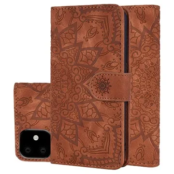 MANDALA SERIES IPHONE 11 FUTROLA-NOVČANIK SA FUNKCIJOM POSTOLJA - BRAON