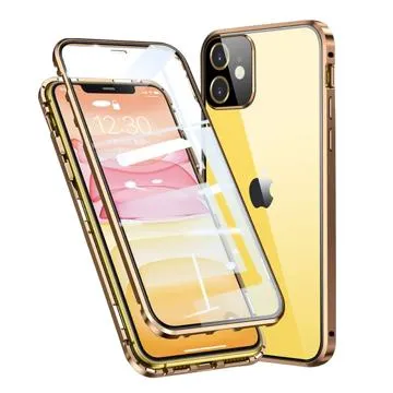 IPHONE 11 MAGNETNA FUTROLA SA KALJENIM STAKLOM - ZLATNA