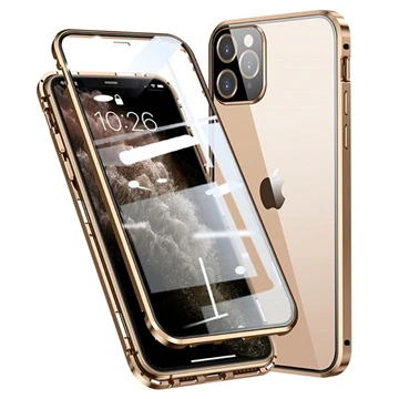 IPHONE 11 PRO MAGNETNA FUTROLA SA KALJENIM STAKLOM - ZLATNA