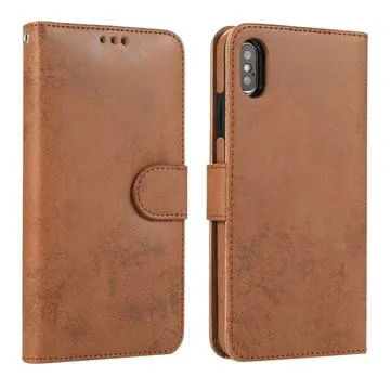 IPHONE XS MAX VINTAGE 2-IN-1 WALLET CASE WITH REMOVABLE COVER - BROWN