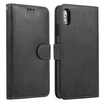 IPHONE XS MAX VINTAGE 2-IN-1 WALLET CASE WITH REMOVABLE COVER - BLACK