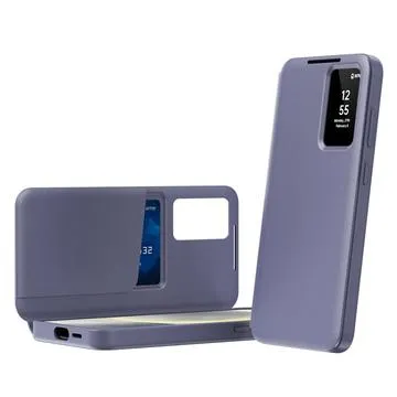 SAMSUNG GALAXY A57 SMART CLEAR VIEW FLIP CASE WITH CARD SLOT - GREY PURPLE