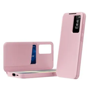 SAMSUNG GALAXY A57 SMART CLEAR VIEW FLIP CASE WITH CARD SLOT - PINK