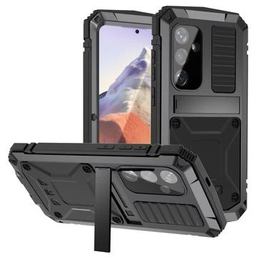 SAMSUNG GALAXY S25 R-JUST PREMIUM CASE WITH KICKSTAND & TEMPERED GLASS SCREEN PROTECTOR - BLACK