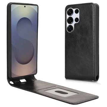 SAMSUNG GALAXY S25 ULTRA VERTIKALNA FUTROLA SA PREGRADOM ZA KARTICU - CRNA