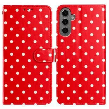 SAMSUNG GALAXY S25+ POLKA DOT PATTERN WALLET CASE - RED